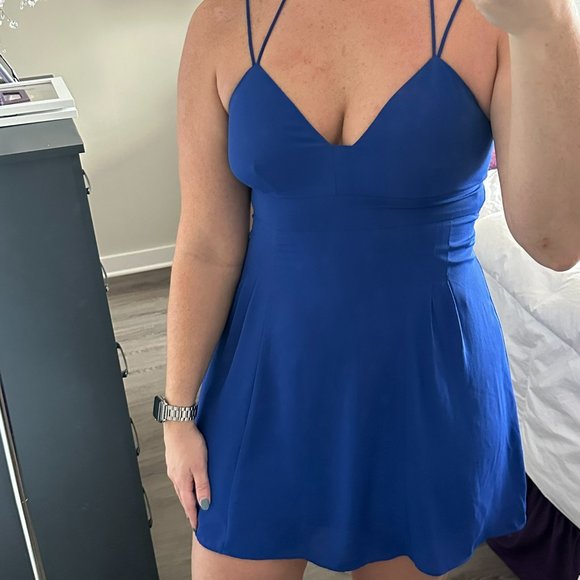 Express | Dresses | Express Cute Backless Royal Blue Dress Backless ...